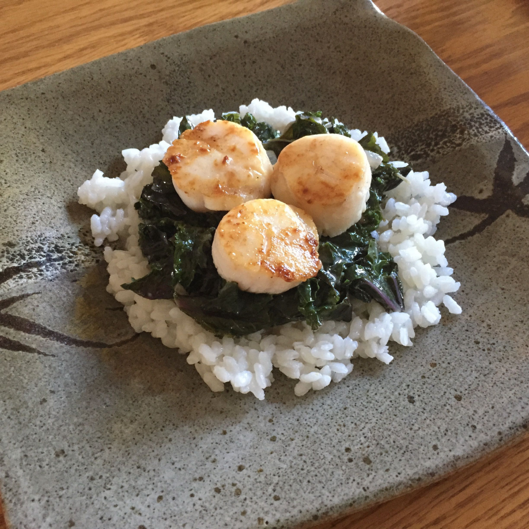 Coconut Creamed Kale and Scallops