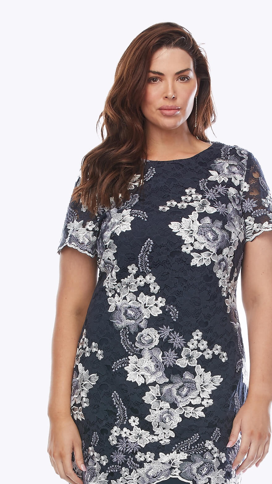 Layla Jones - LJ0431 - Embroidered lace dress with chiffon skirt