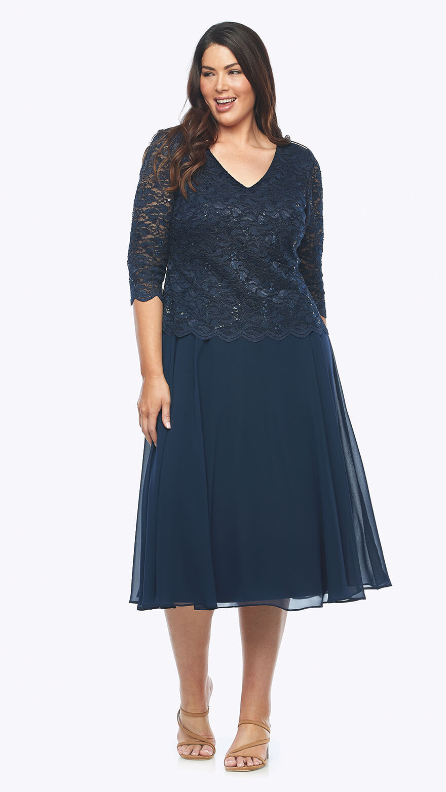 Layla Jones - LJ0468 - stretch sequin lace/chiffon dress
