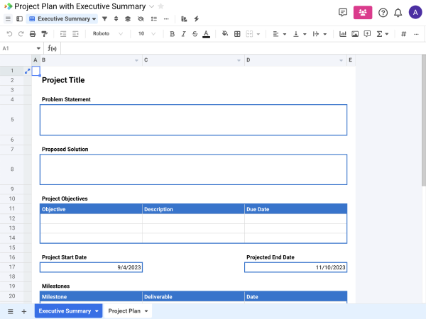 Project Executive Summary Template