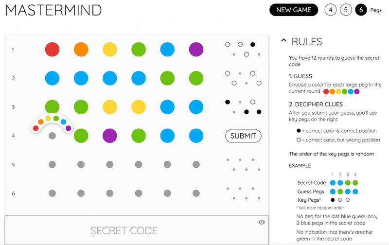 Mastermind Game | Saturday Design