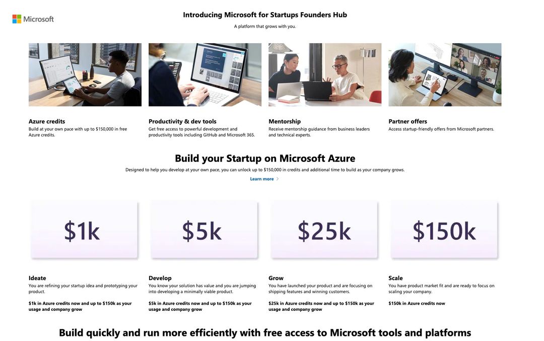Free Azure Credits For Microsoft - up to $150,000 credits