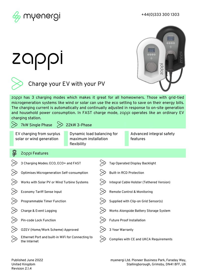 Myenergi Zappi Tethered | £1271