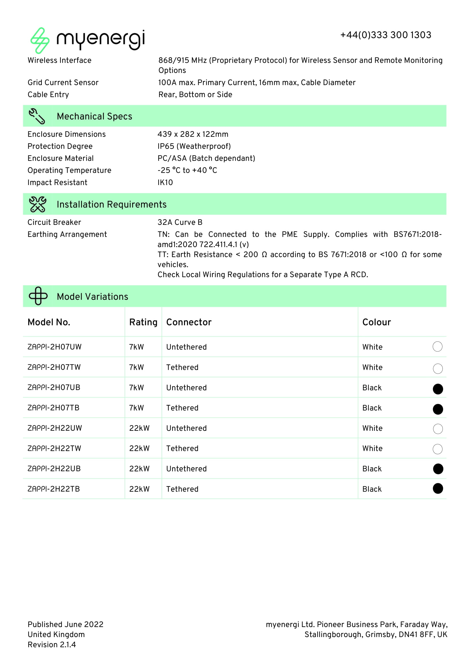 Myenergi Zappi Tethered | £1271