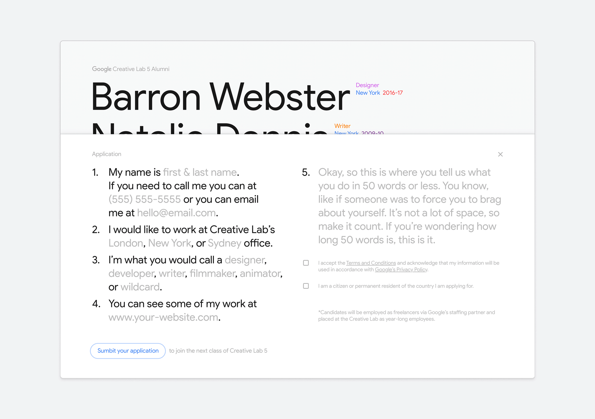 Eli Block | Google Creative Lab 5 Website