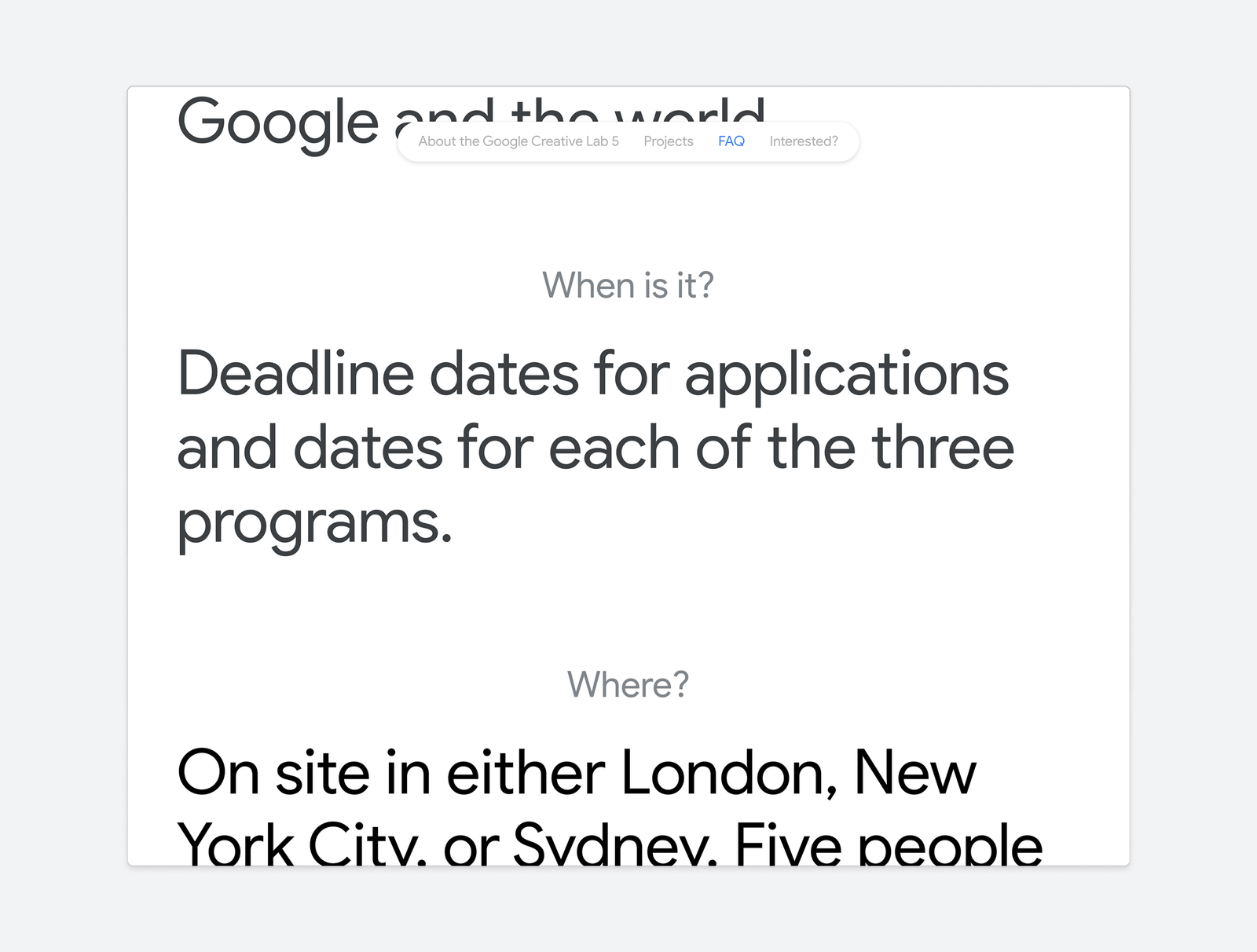 Eli Block | Google Creative Lab 5 Website