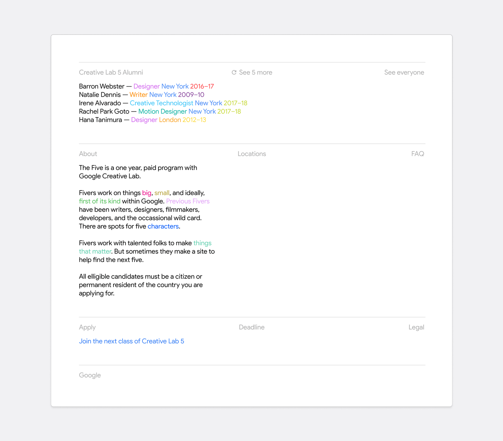 Eli Block | Google Creative Lab 5 Website