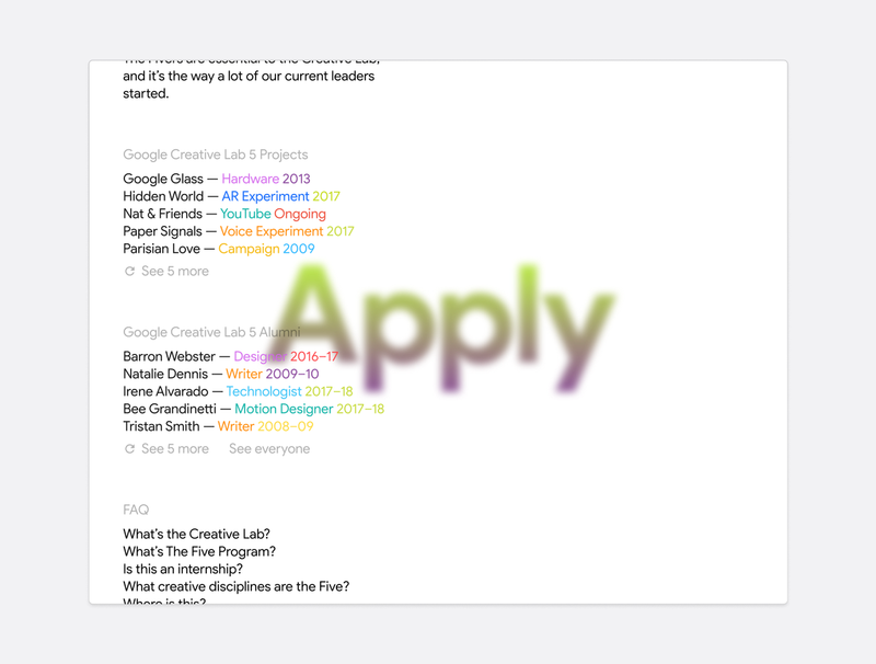 Eli Block | Google Creative Lab 5 Website
