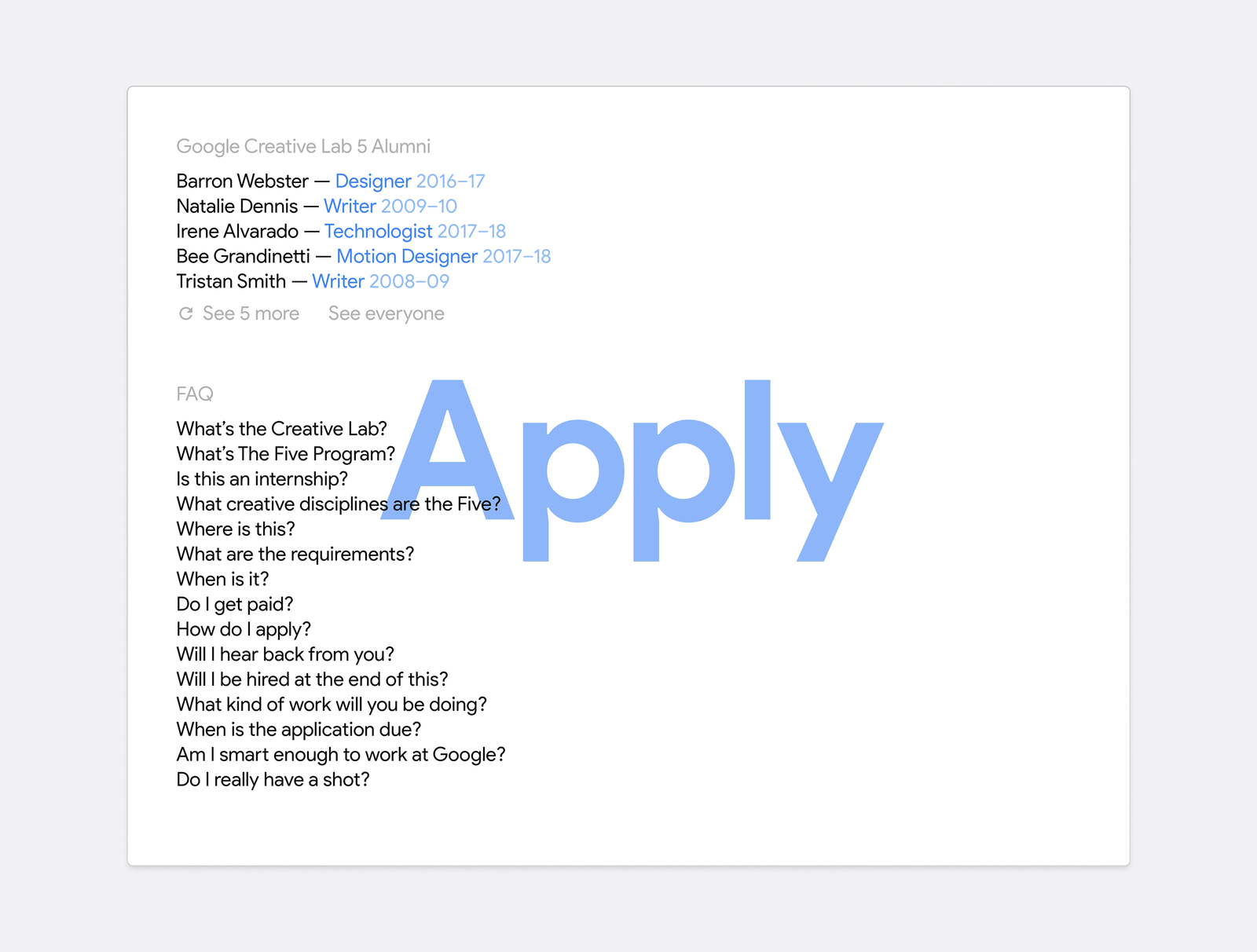 Eli Block | Google Creative Lab 5 Website