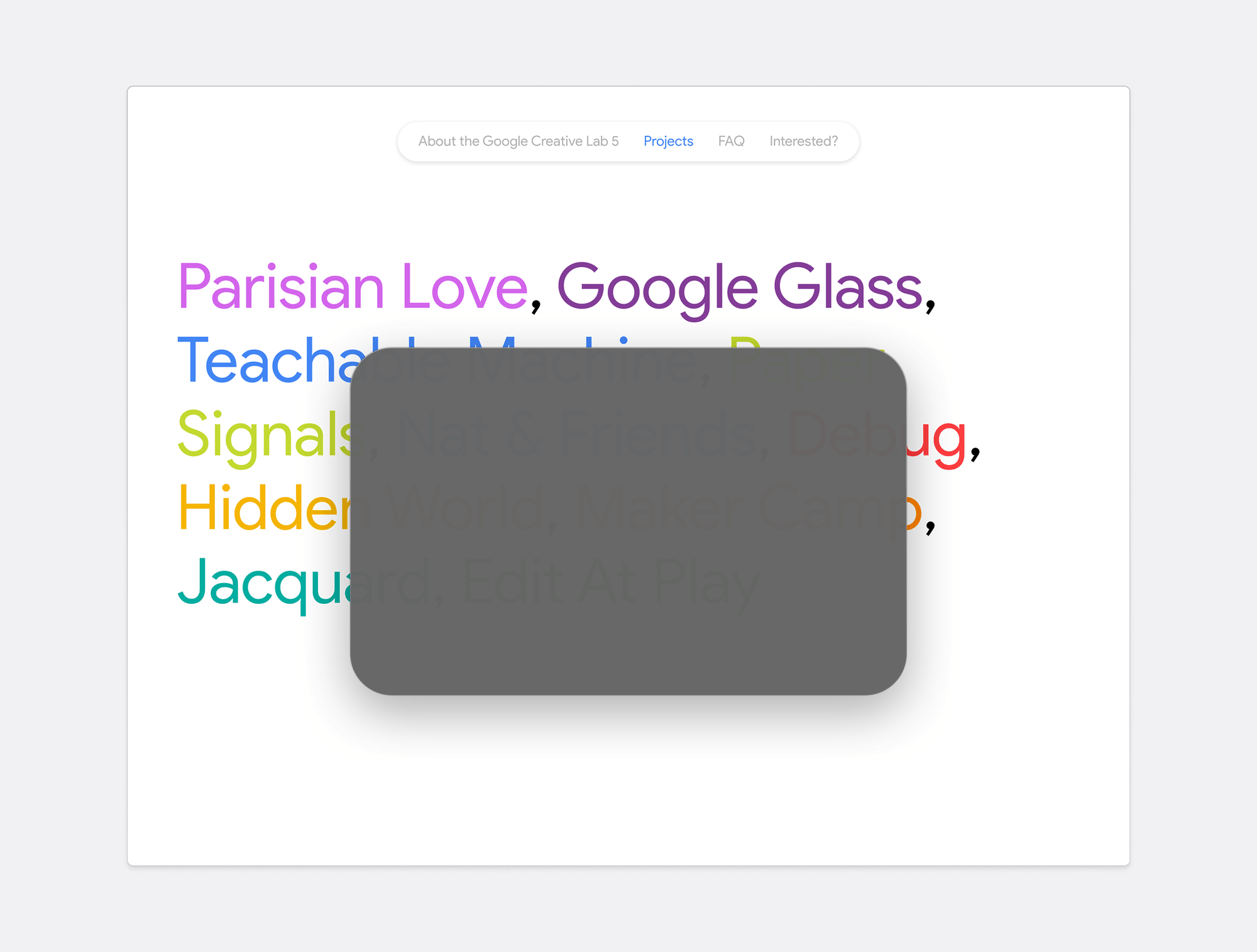 Eli Block | Google Creative Lab 5 Website