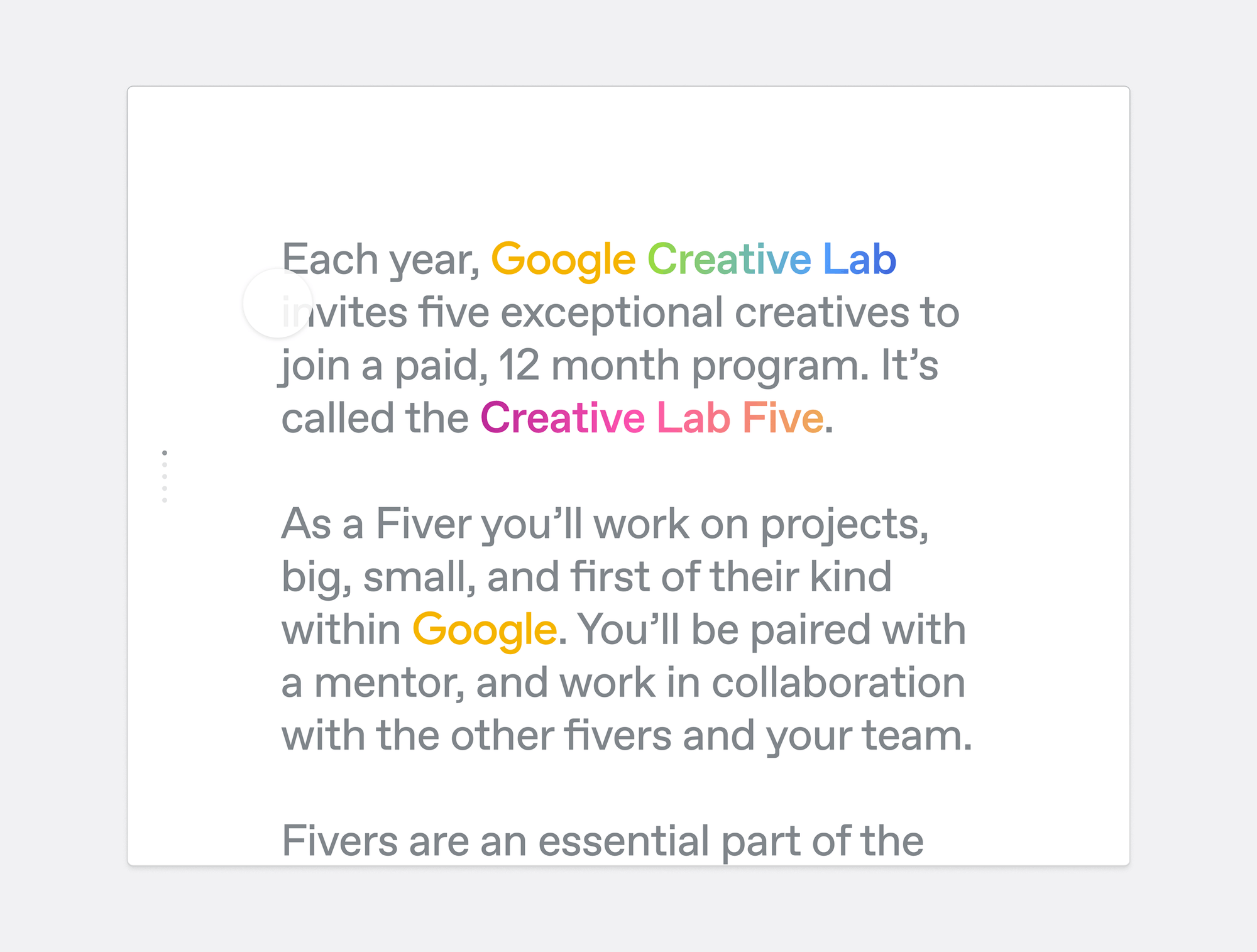 Google Creative Lab 5 Website