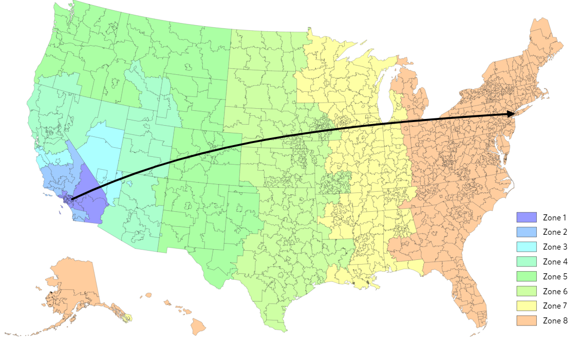 USPS运送区域划分详解-了解美国邮政服务的投递范围