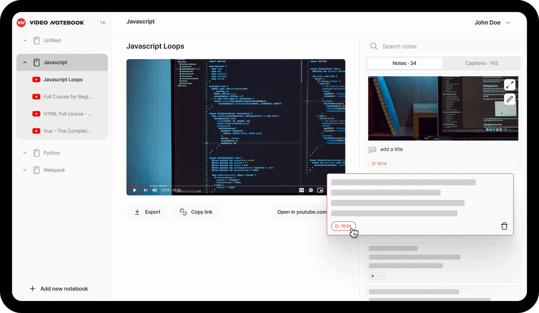 Video Screenshots and Notes - YouTube & more