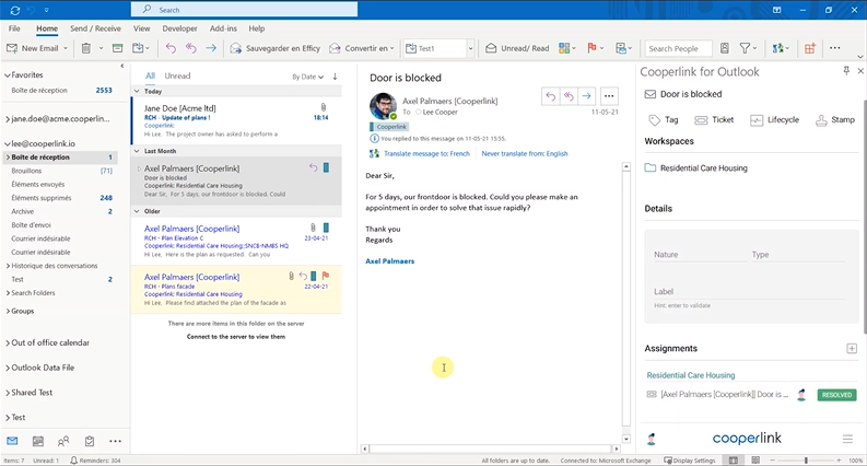 Outlook plugin for collaborative emails - Demo ARCHIVE Emails