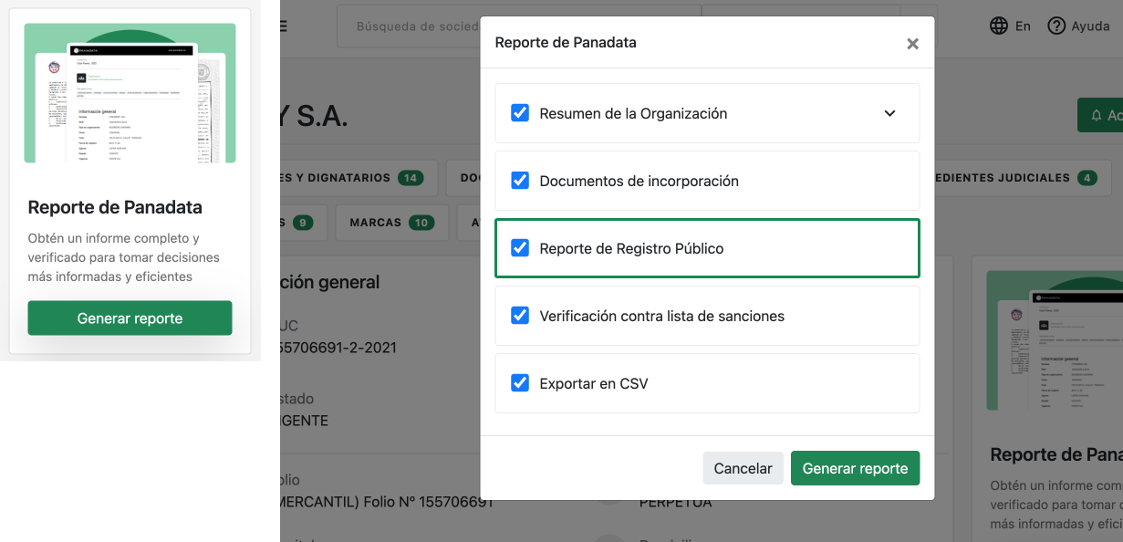 Reporte de Registro Público