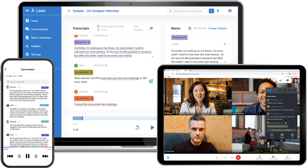 Automated Transcription - Laxis Intelligent Meeting Assistant and Notetaker