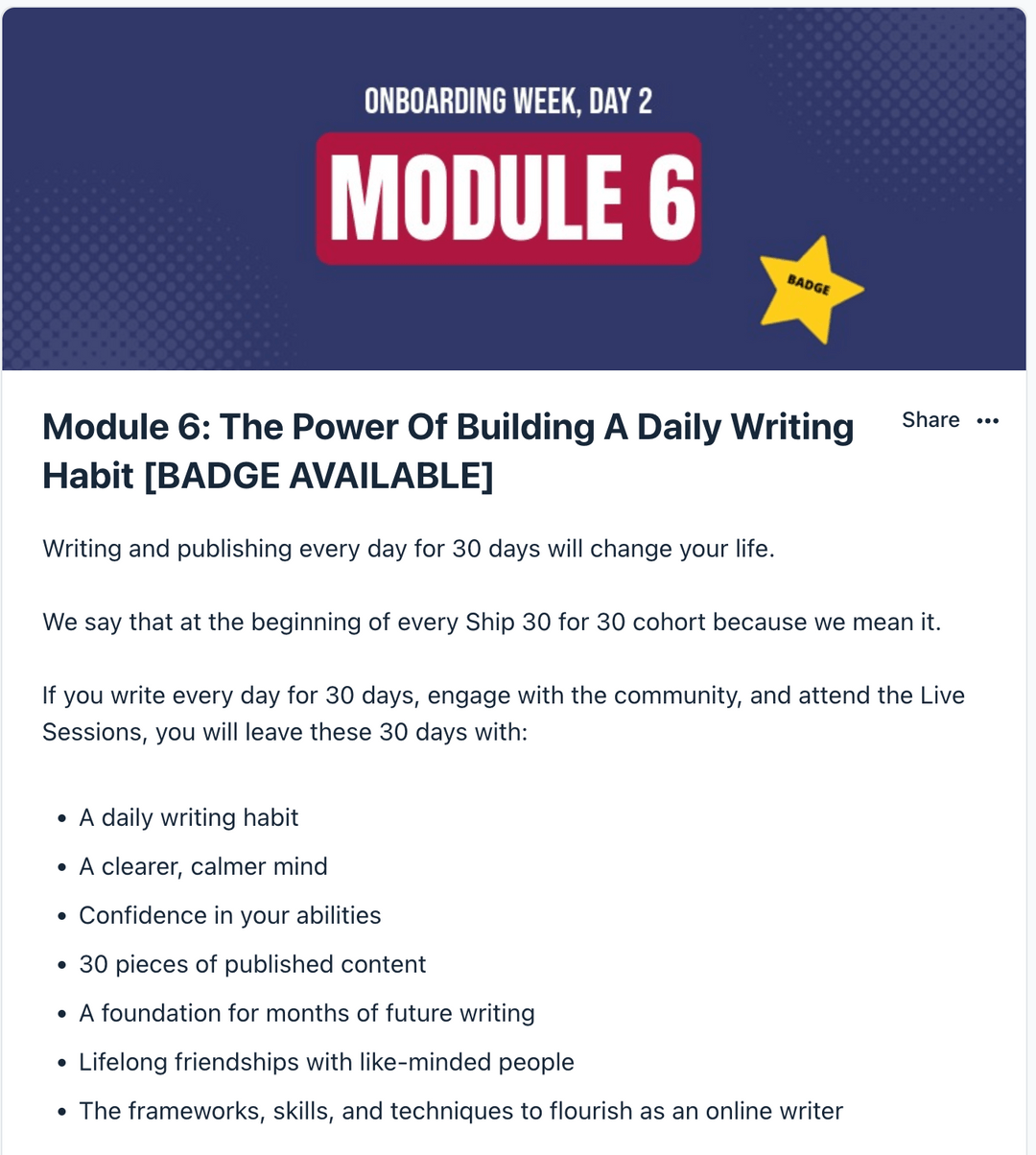 Start Writing Online in 30 Days - Ship 30 for 30