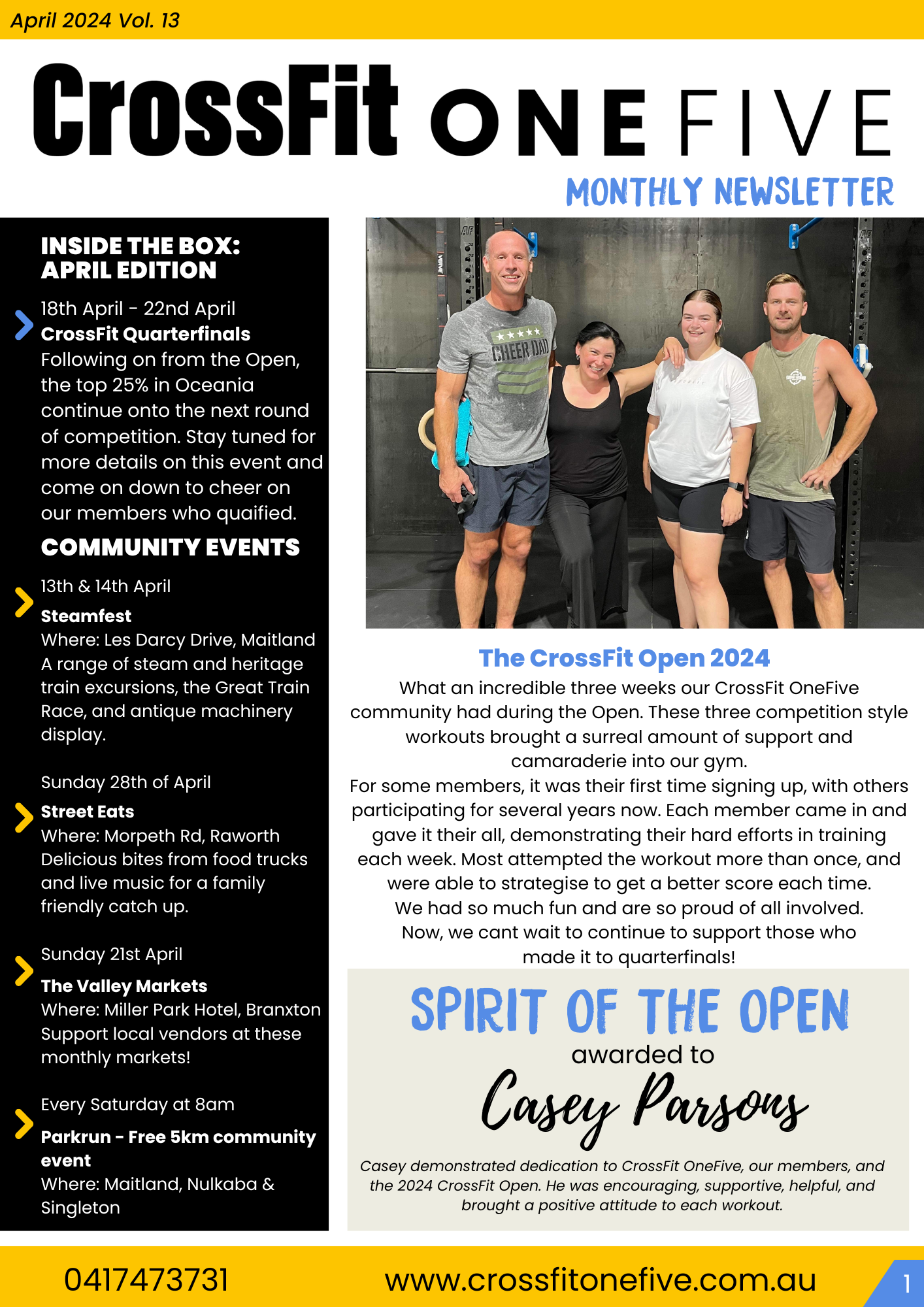 OneFive Monthly Newsletter: April 2024 - CrossFit OneFive