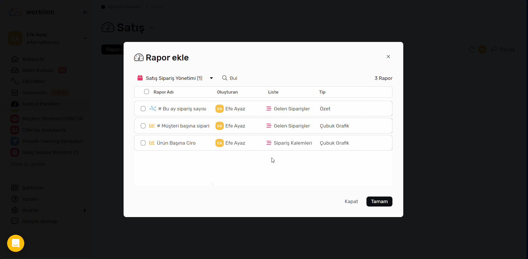 Workiom Yardım Merkezi | Kontrol Paneli