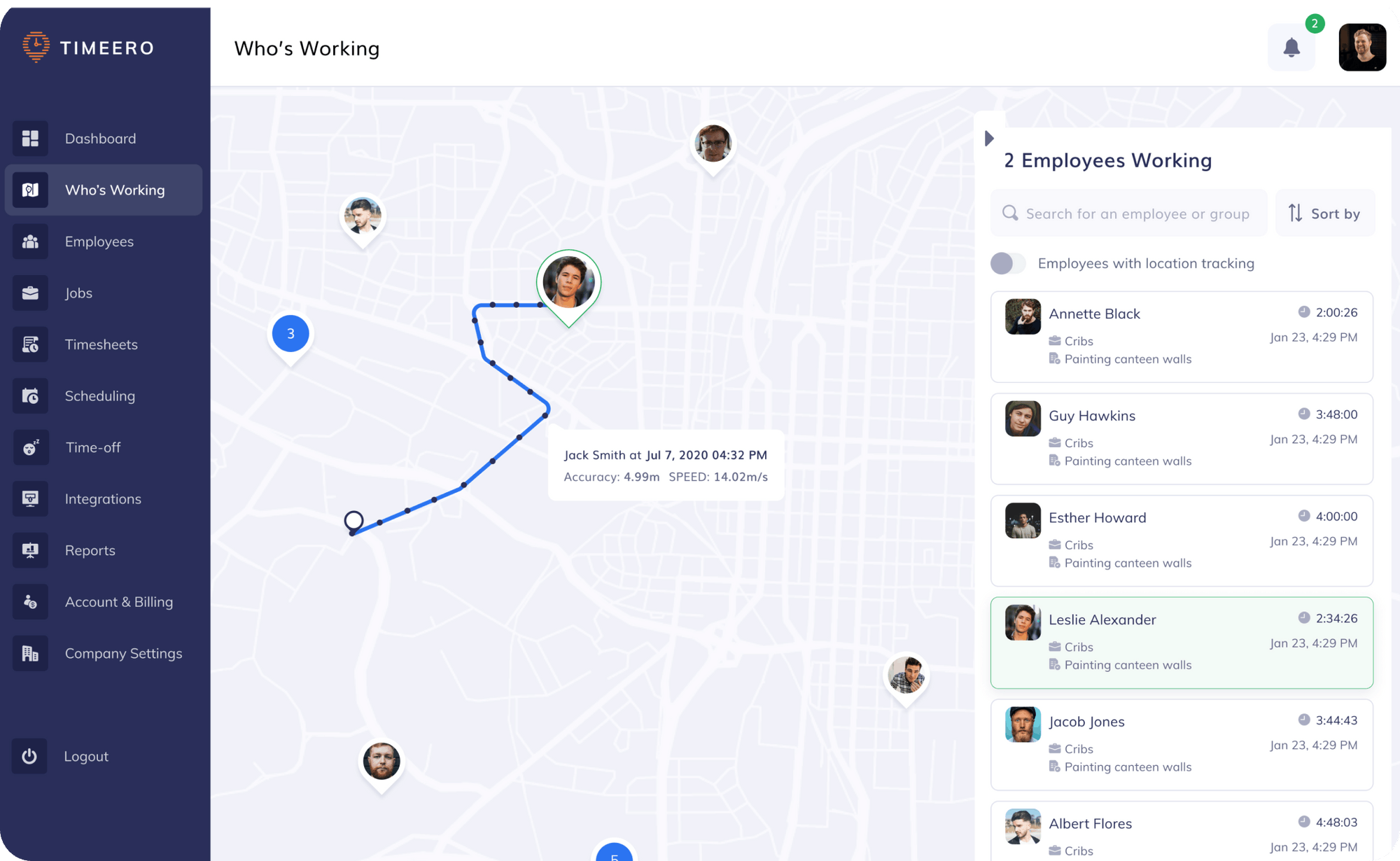 GPS Tracking App - Employee Location History & Reports