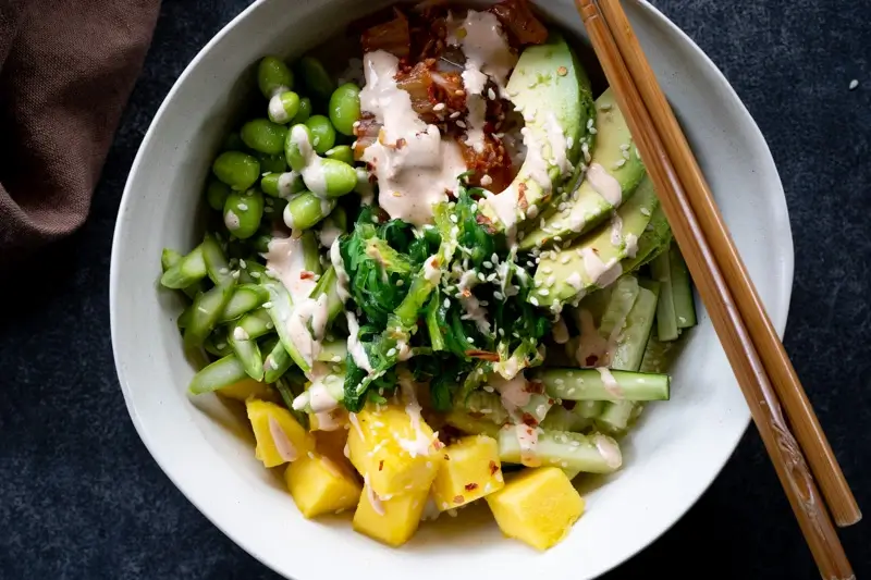 Healthy Vegetarian Poke Bowl (No Tofu)