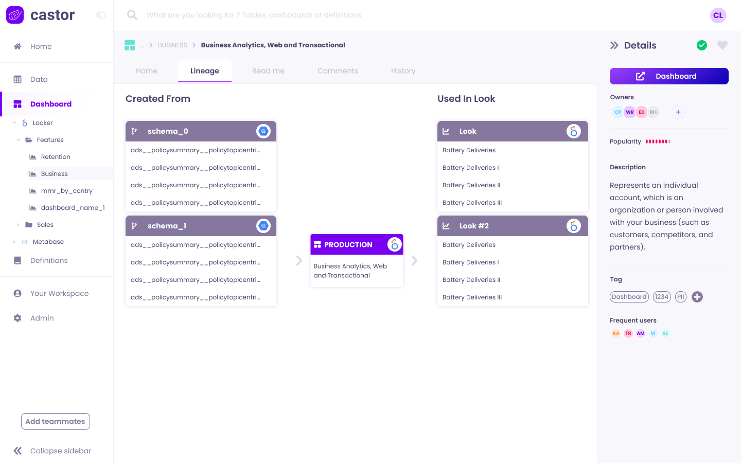Castor & Looker for Data Visualisation Tools