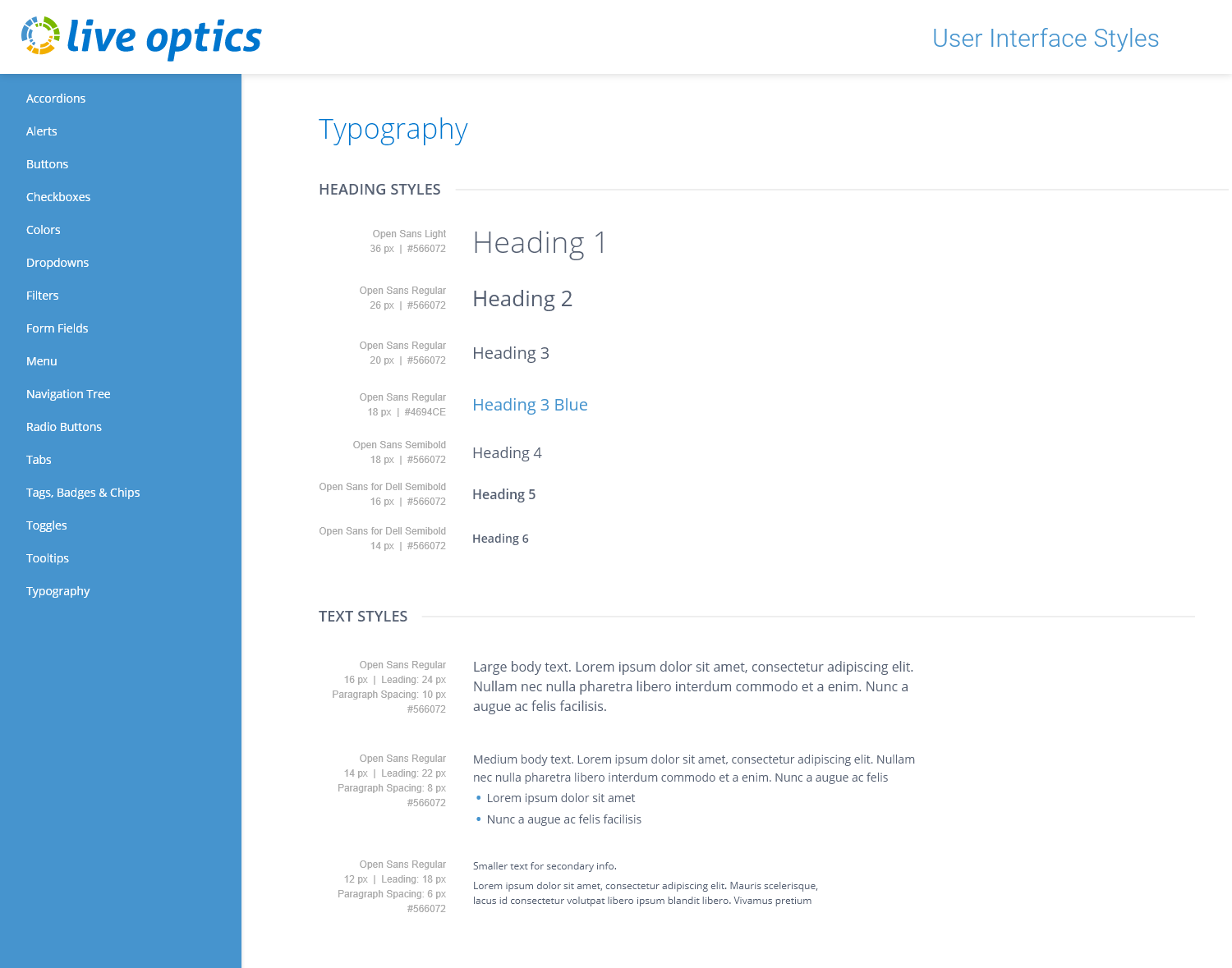 Live Optics - UI Component Library