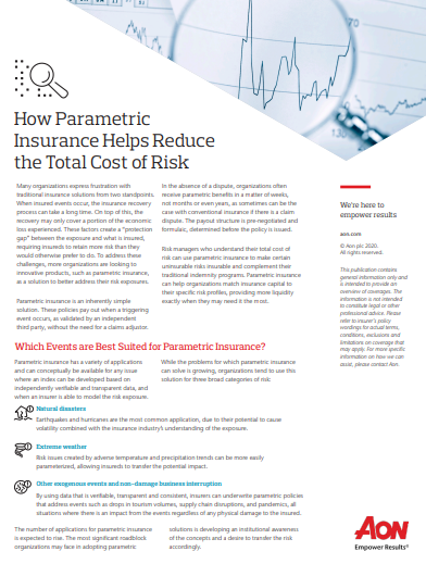 How Parametric Insurance Helps Reduce the Total Cost of Risk ...