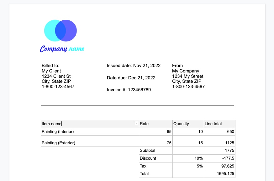 How To Create An Invoice Using Google Docs And Google Sheets - Invoicer.ai