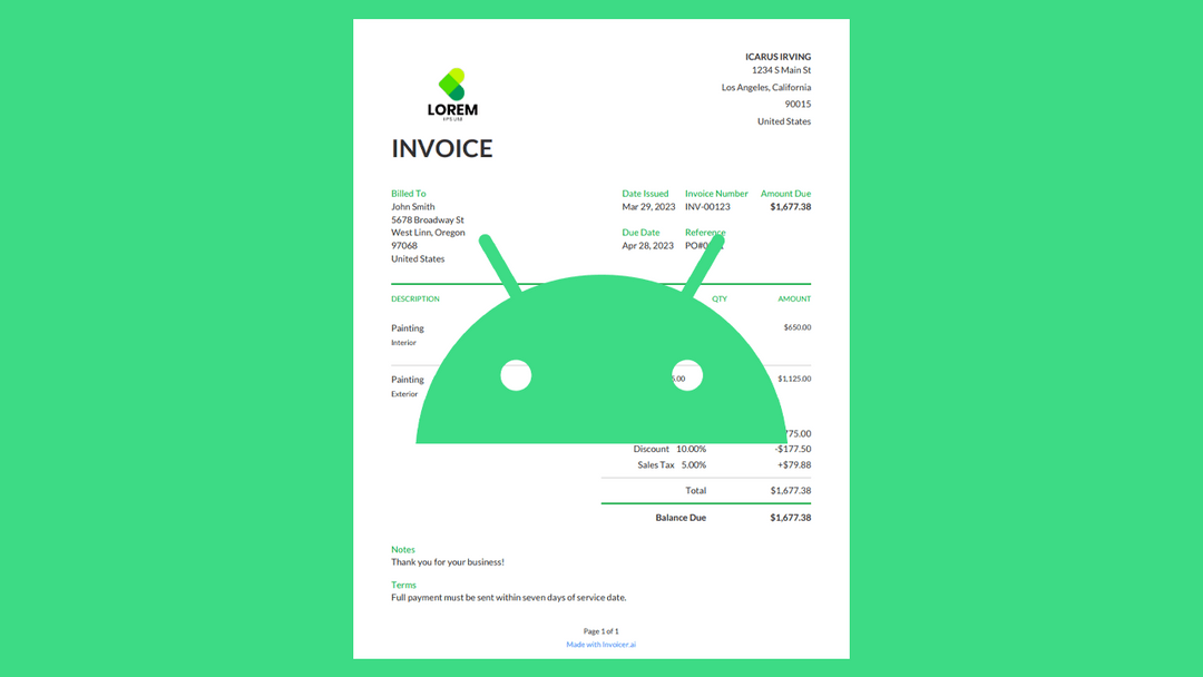How to Make an Invoice on Android - Invoicer.ai