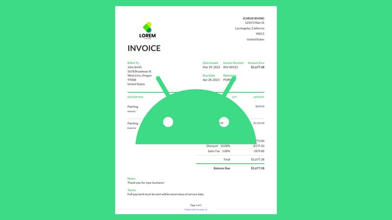How to Make an Invoice on Android - Invoicer.ai