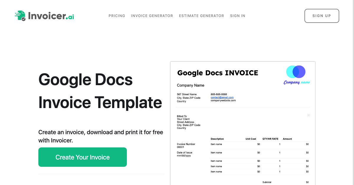 Google Docs Invoice Templates