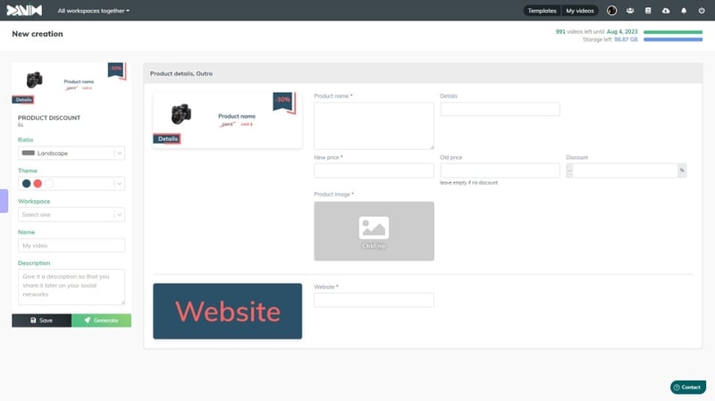Danim, video template solution for agencies