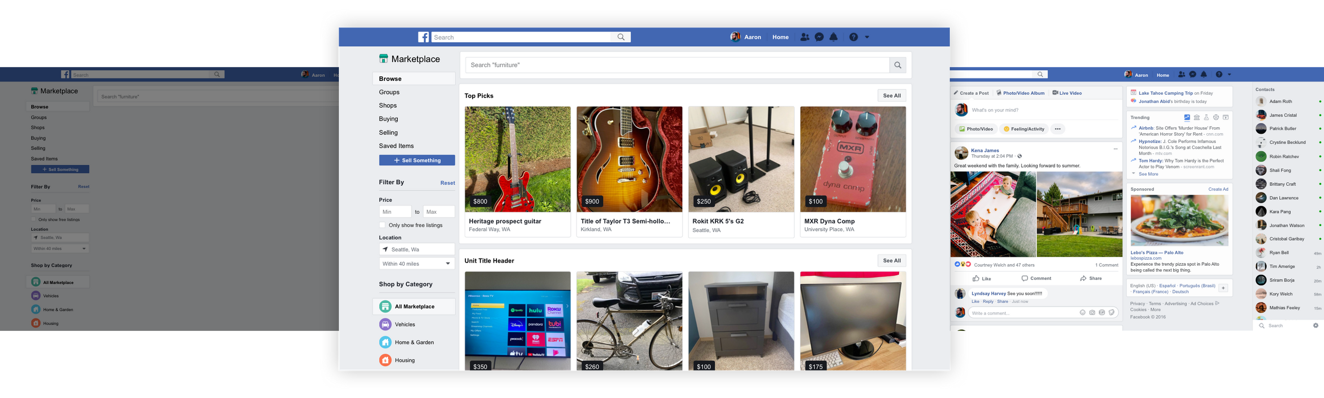 Aaron James · Portfolio · Facebook Marketplace Redesign