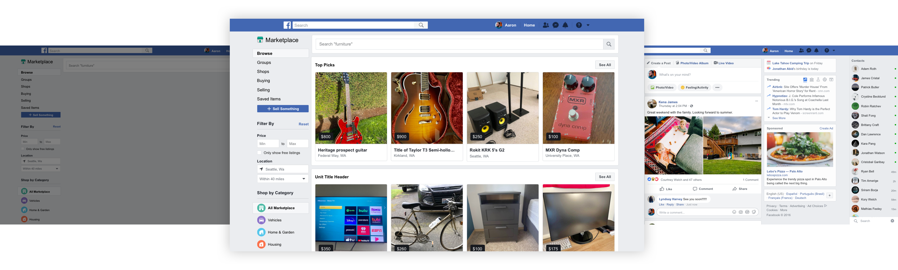 Aaron James · Portfolio · Facebook Marketplace Redesign