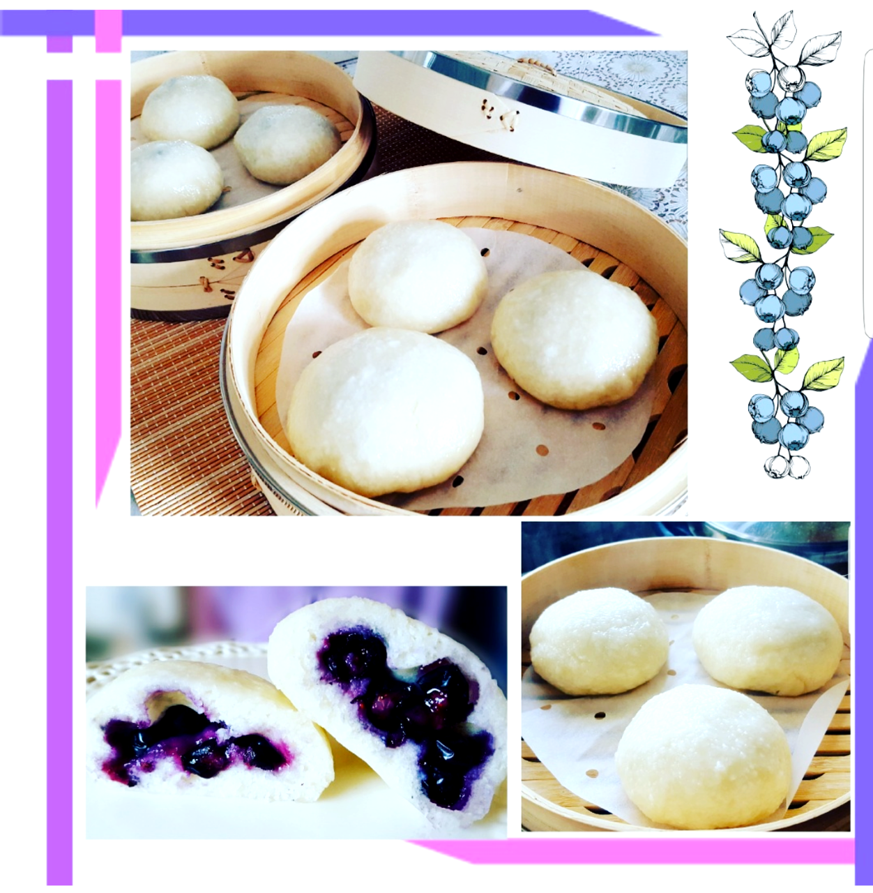 Steamed Mantou/Bao buns with blueberries | Food-e-Land