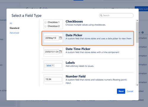 How to setup Start / End Date custom fields for Jira issues