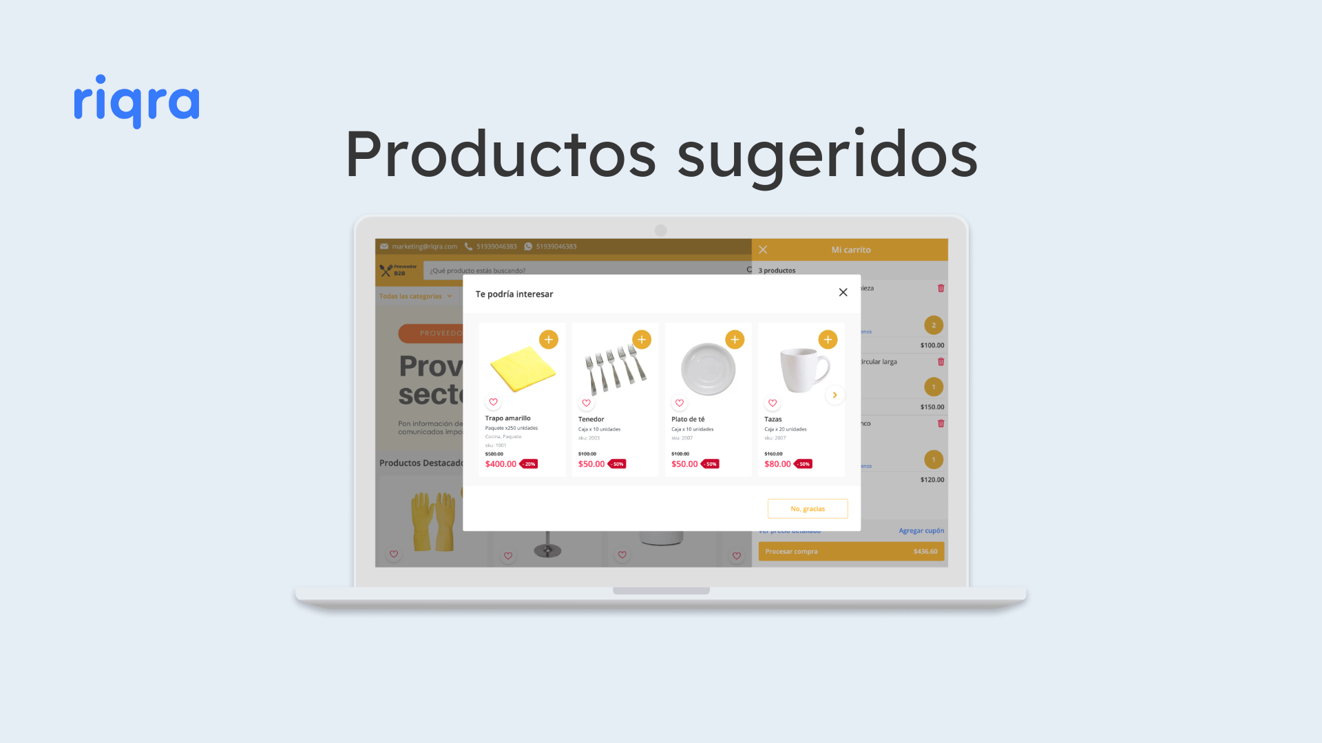 Conoce los Productos Sugeridos en tu ecommerce B2B de Riqa