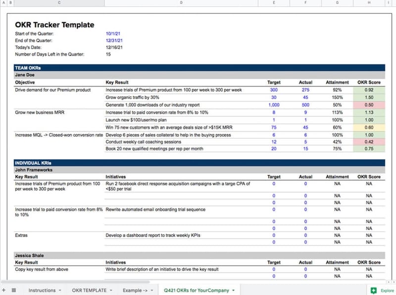 OKR Tracker Template | Growth Business Templates