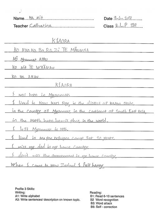 ESOL Literacy group writing pieces for World Refugee Day