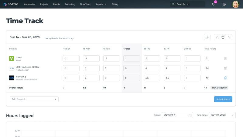 Nostra - Time Tracking and PSA Software Tool