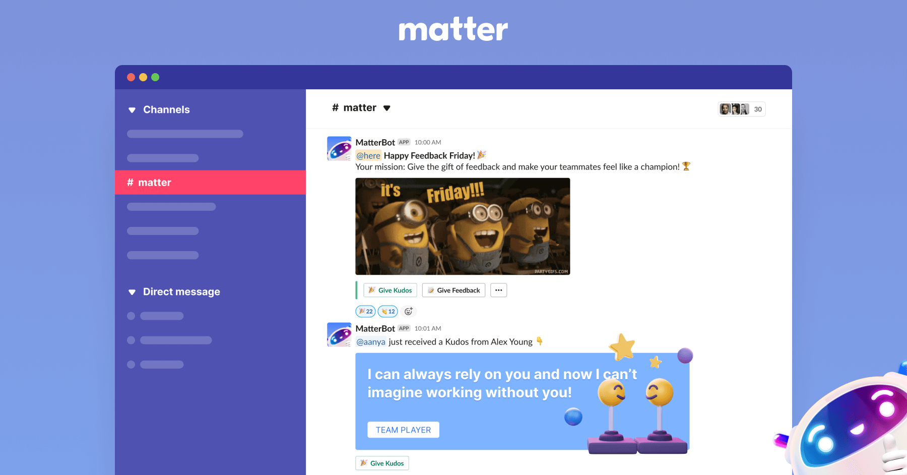 Matter App: Kudos, Rewards, and Feedback inside Slack