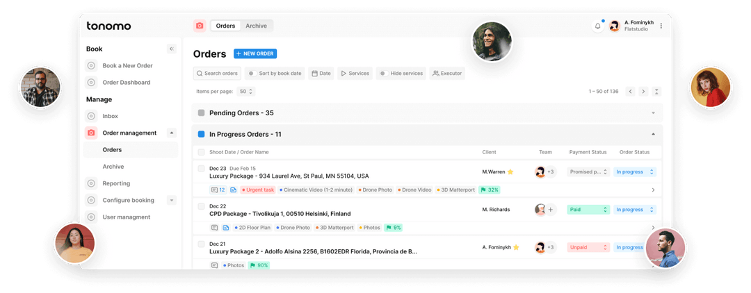 Tonomo | Real Estate Photography CRM Software