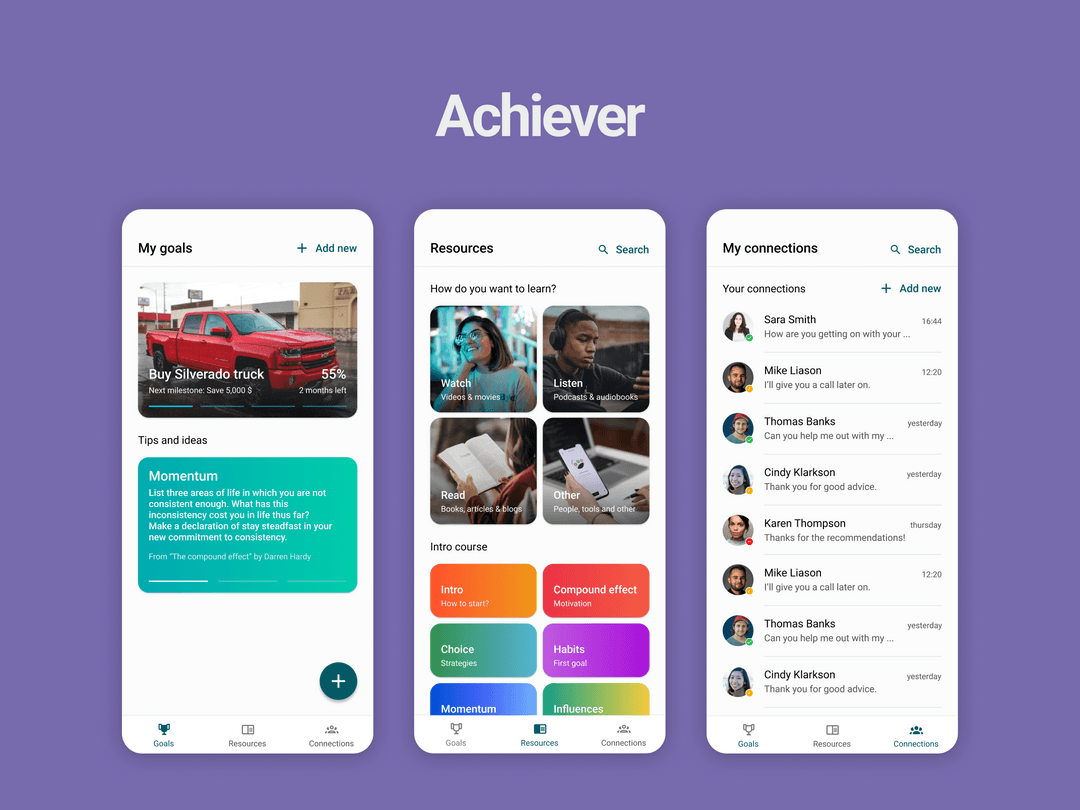 Achiever mobile iOS app MVP