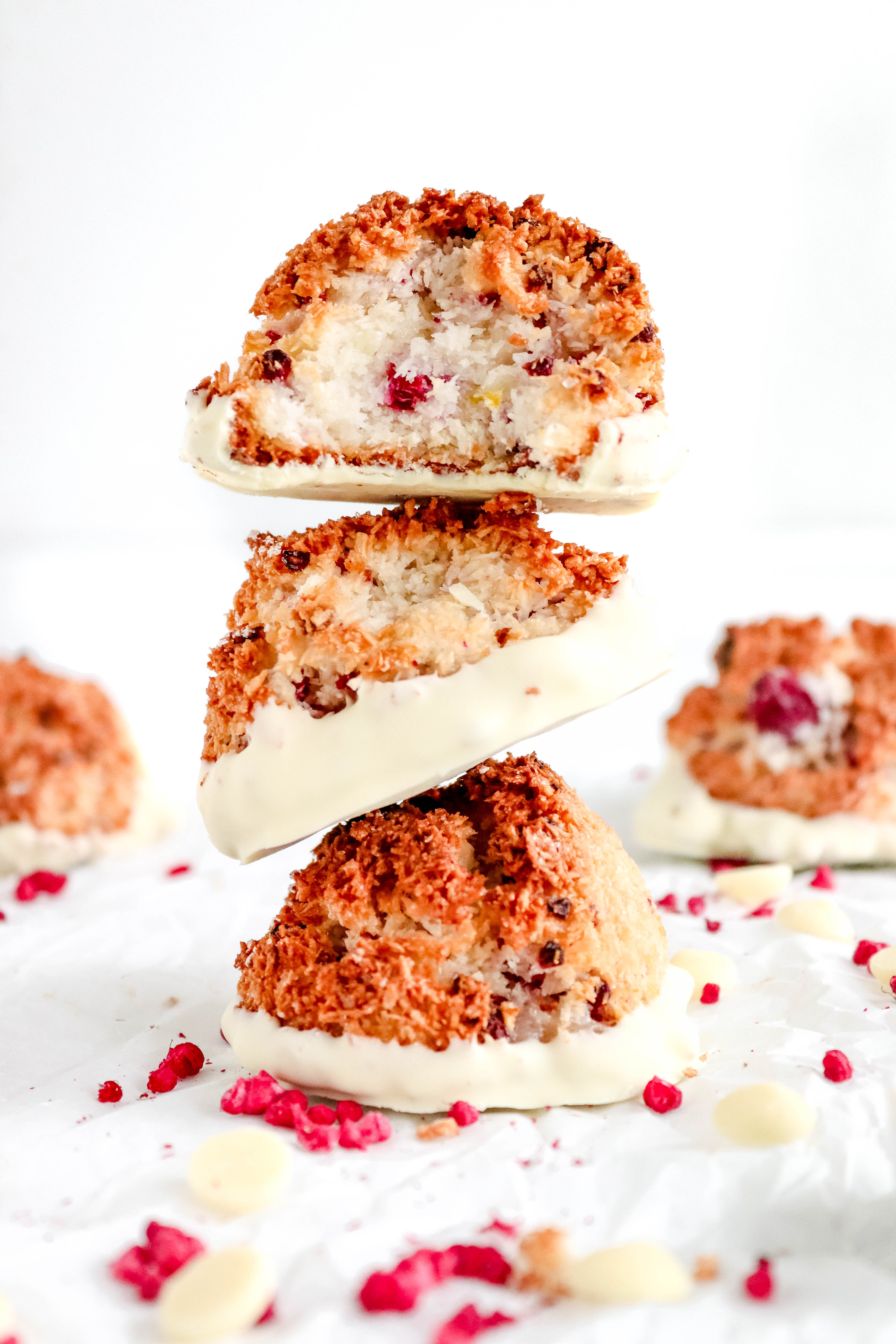 White Chocolate Raspberry Coconut Macaroons