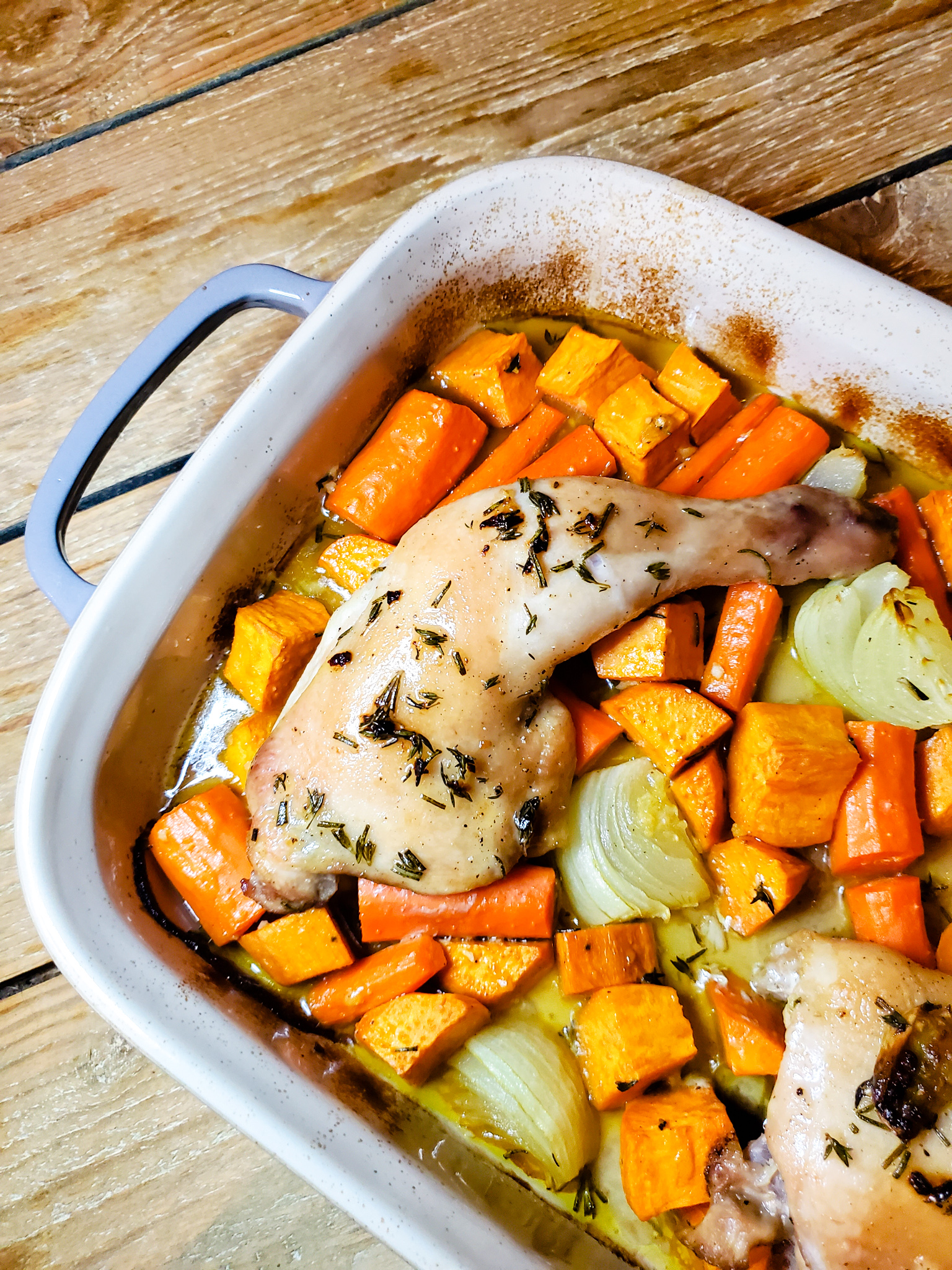 Roast Chicken Legs with Yams