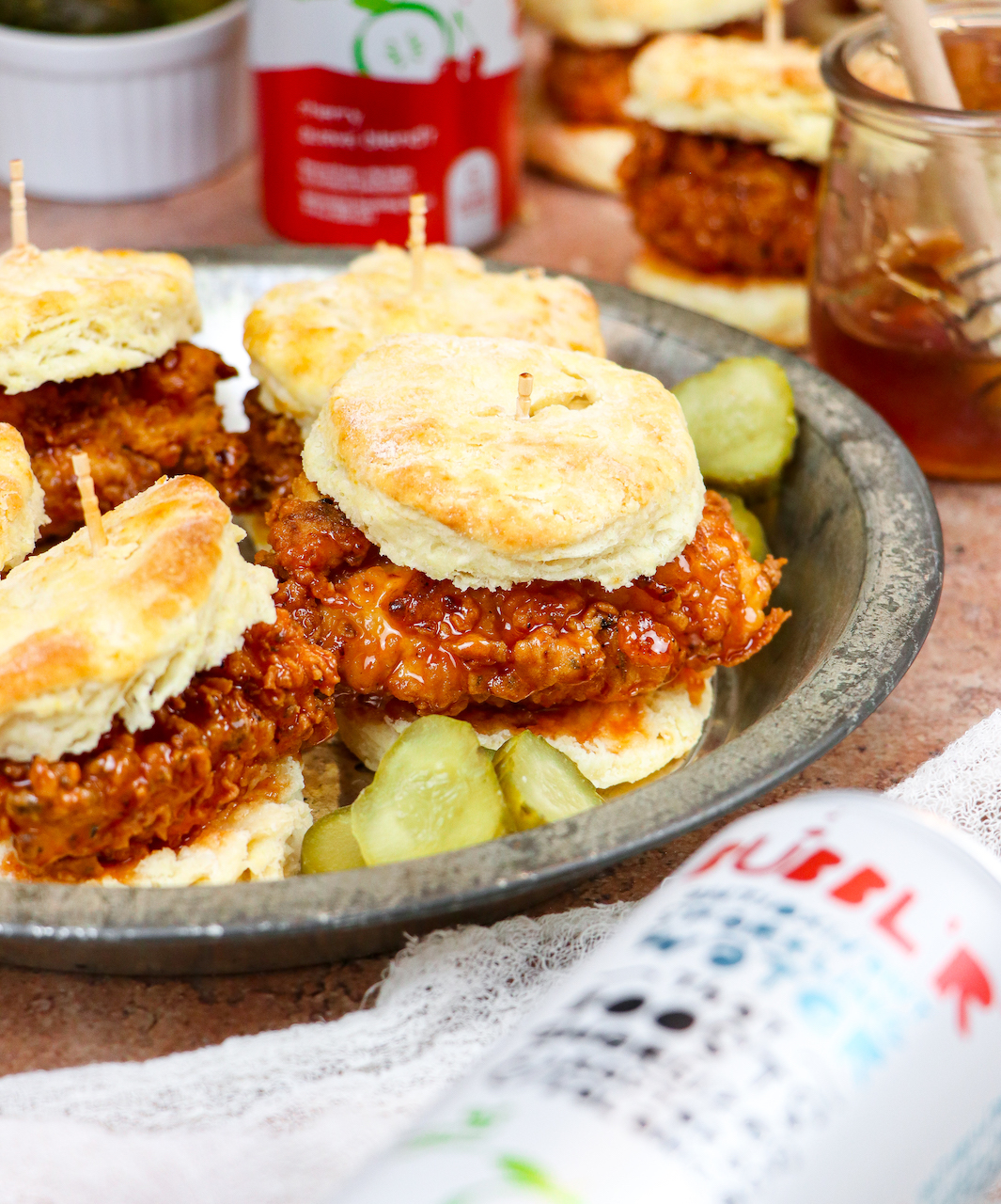 Mini Hot Honey Fried Chicken Biscuits Appetizer - BRIGHT MOMENT CO.