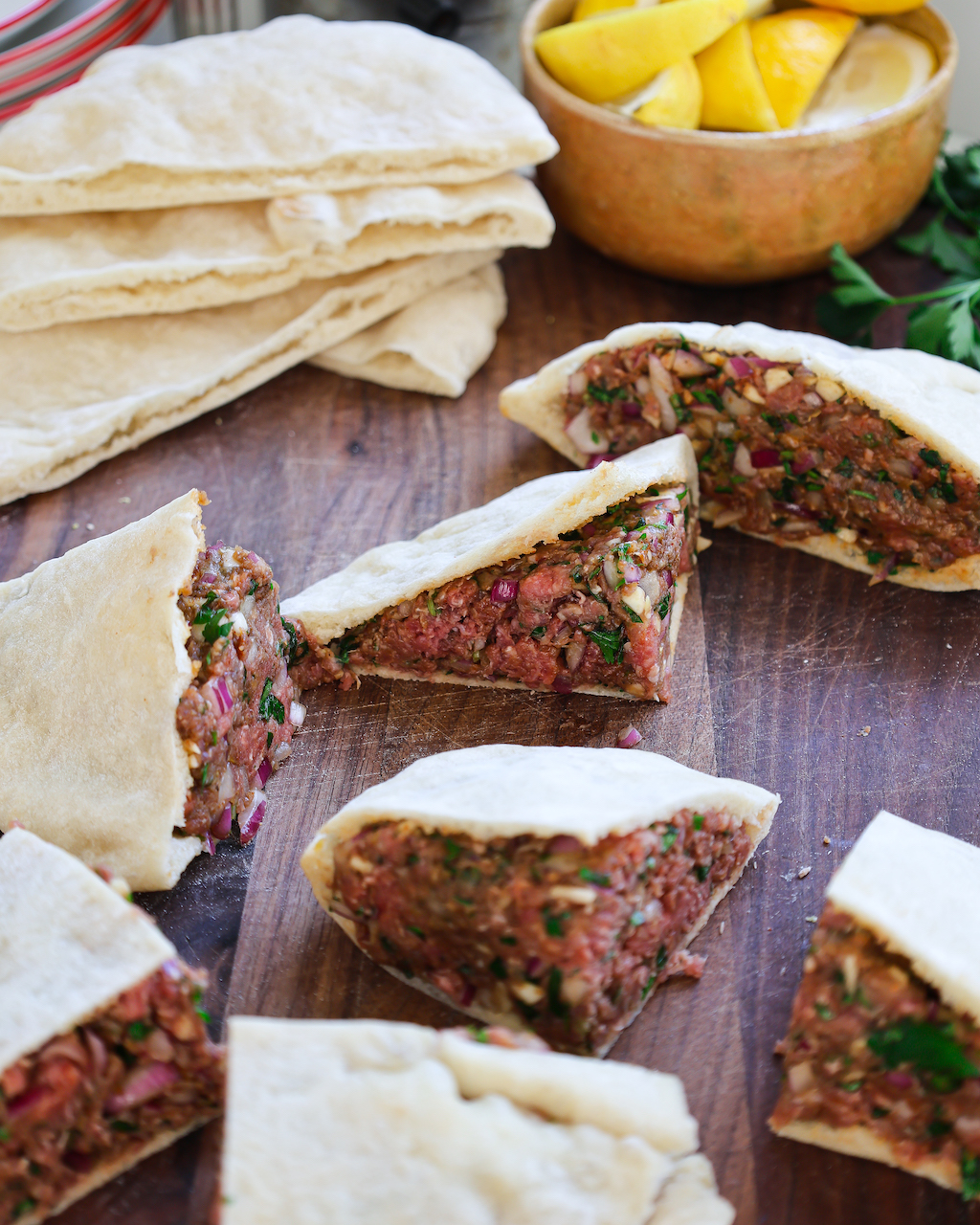 Crispy Arayes (Lebanese Meat Stuffed Pita) - BRIGHT MOMENT CO.