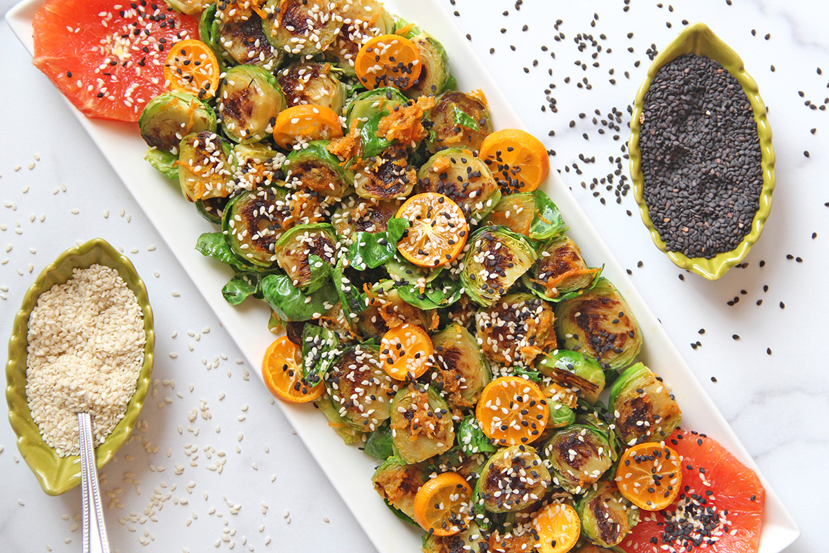 Orange Ginger Sesame Brussels Sprouts