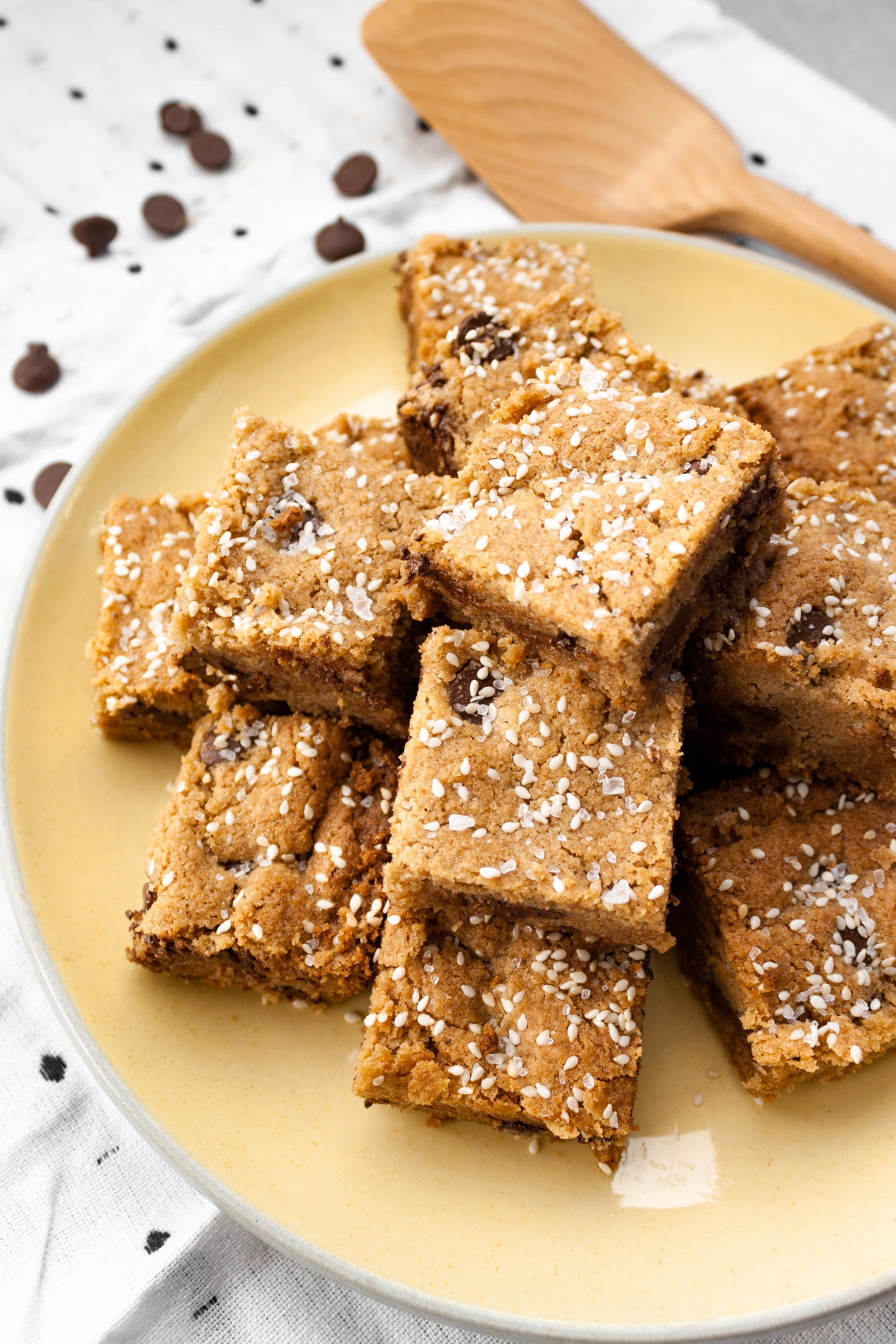 Salted Browned Butter Dark Chocolate Tahini Bars